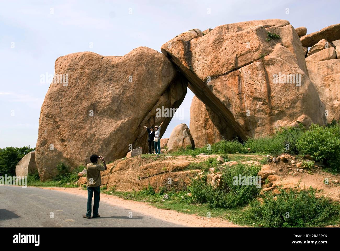 The Sister's Rock in Hampi, Karnataka, South India, India, Asia. UNESCO ...