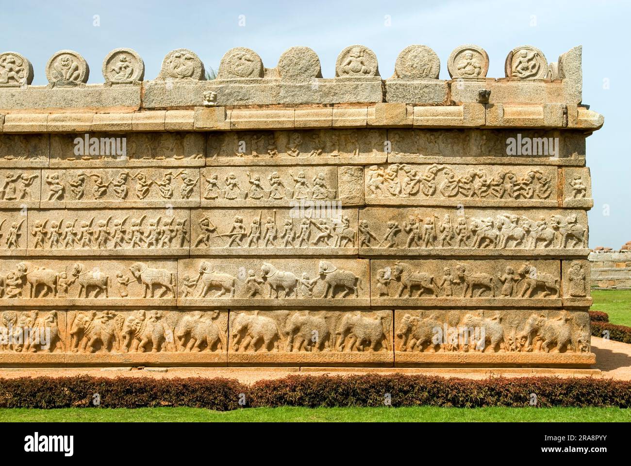 The outer wall of the Hazara Rama One thousand Ramas Ramachandra temple ...