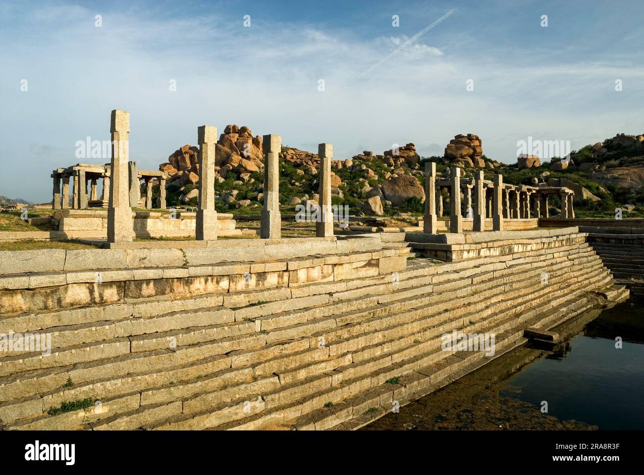 Stepped Pushkarni adjacent to Krishna Bazaar in Hampi, Karnataka, South ...