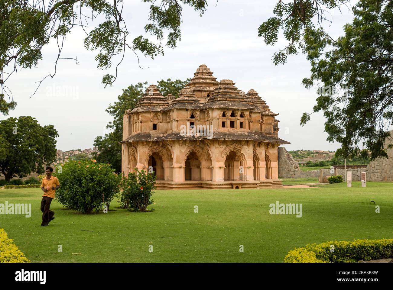 The Lotus Mahal, shaped like a lotus flower from top in Hampi ...