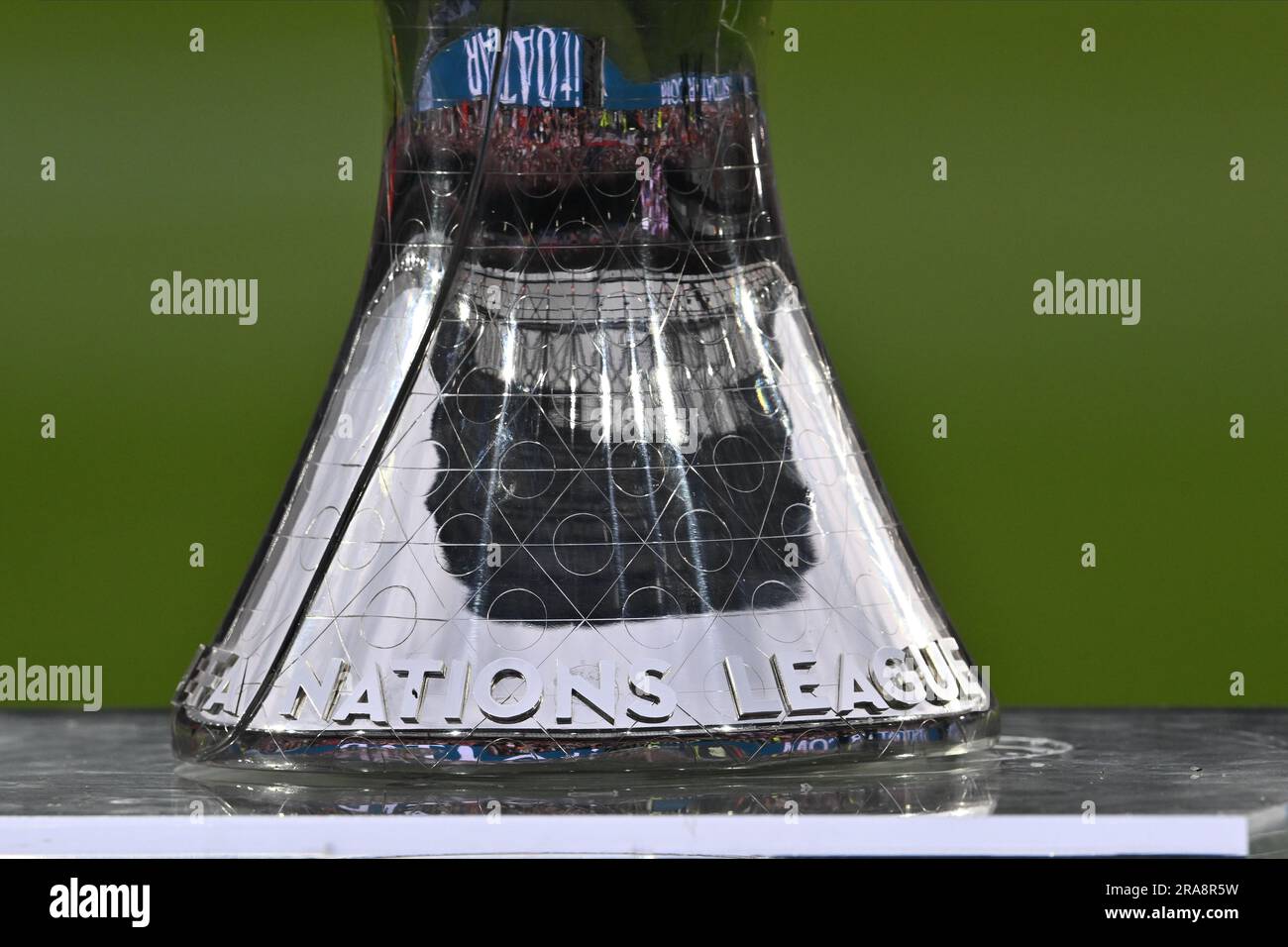 ROTTERDAM, NETHERLANDS - JUNE 18: Details of UEFA Nations league trophy ...