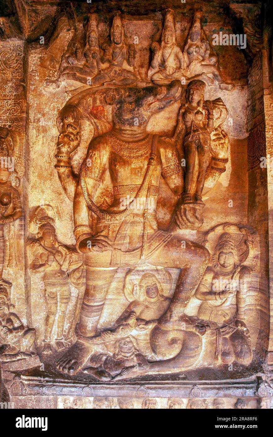 6th century Varaha in cave 3, Badami, Karnataka, South India, India ...