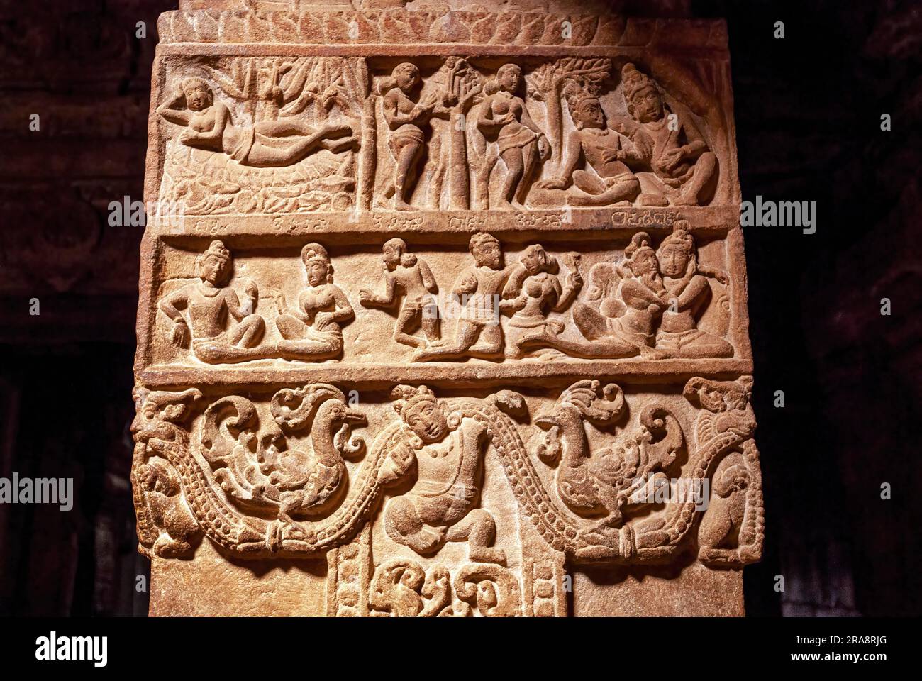 Carvings in a Column in Virupaksha Temple in Pattadakal, Karnataka ...