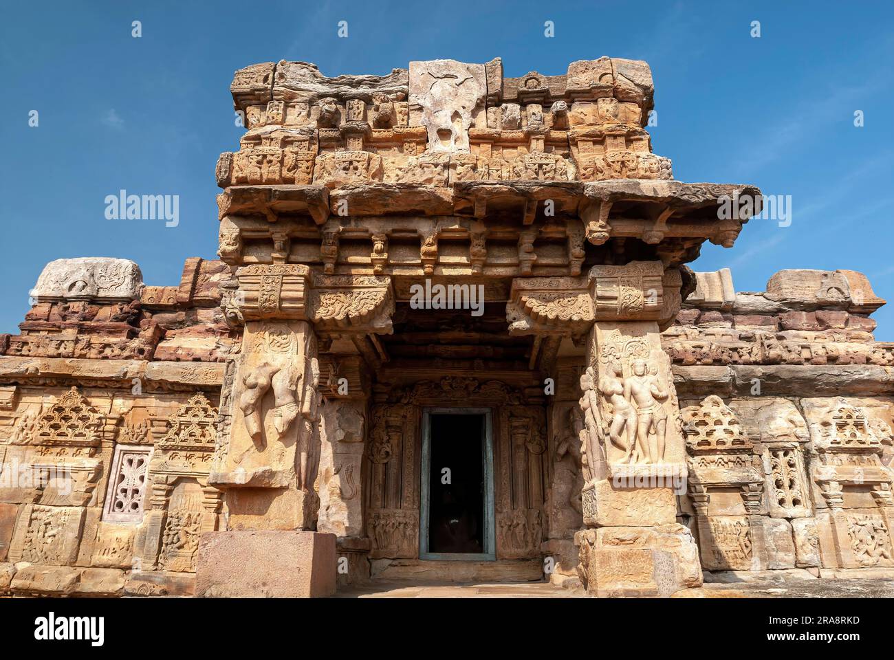 8th century Papanatha temple Pattadakal huge bull the shiva vehicle in ...