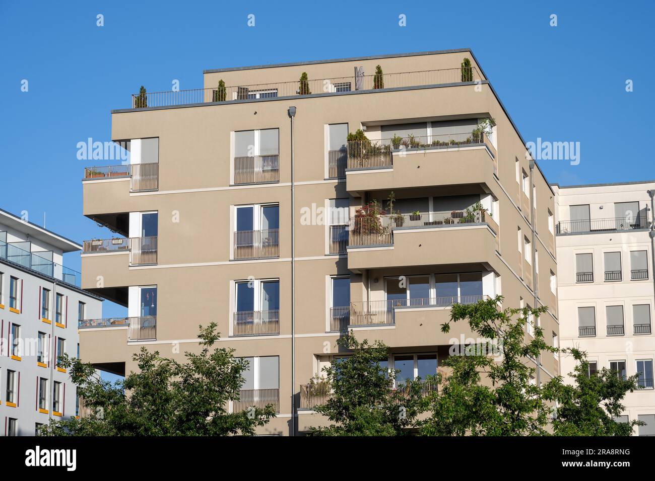 Modern beige apartment building seen in Berlin, Germany Stock Photo - Alamy