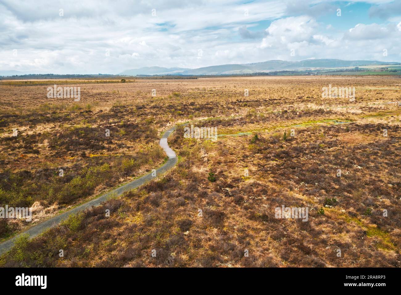 Elevated view of Flander's Moss nature reserve. Flander's Moss is a ...