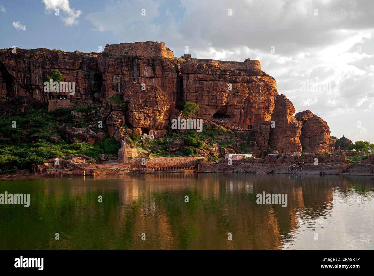 South fort and Agastya lake in Badami, Karnataka, South India, India ...