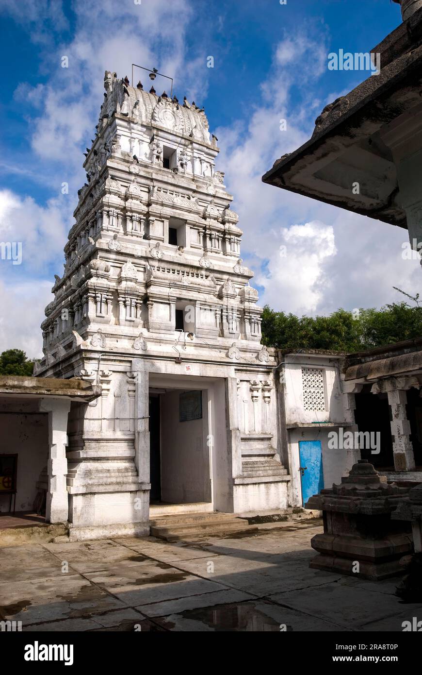 Tower in Adinath Jain Temple at Vidur village near Tindivanam, Tamil ...