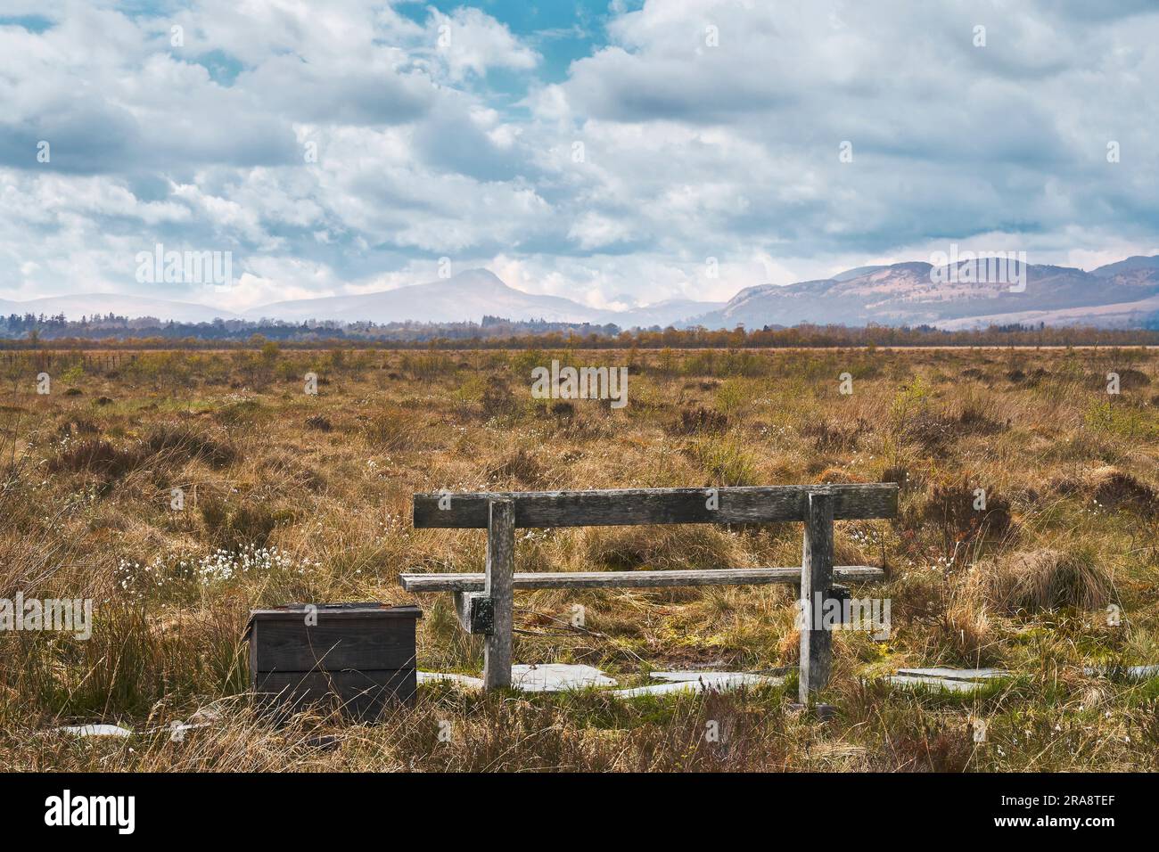 Elevated view of Flander's Moss nature reserve. Flander's Moss is a ...
