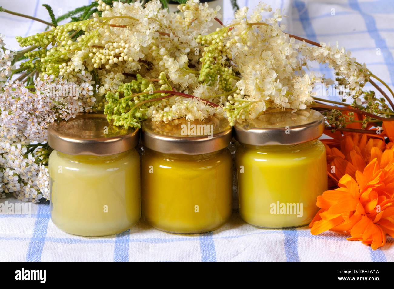 Meadowsweet ointment, marigold ointment and yarrow ointment ...