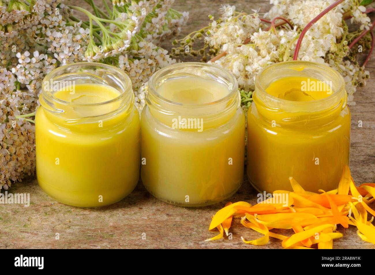 Meadowsweet ointment, marigold ointment and yarrow ointment ...