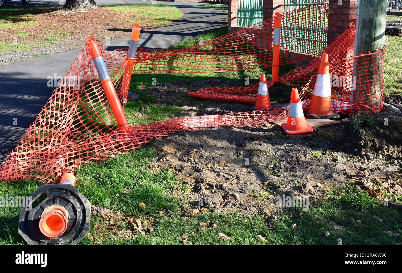 Safety nets and sign on site Stock Photo - Alamy