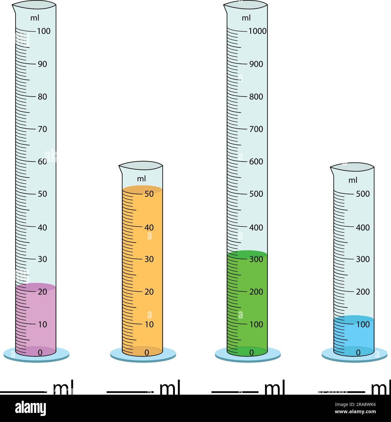 Measuring cylinder. Vector illustration. Cylinder graduated tube vector ...