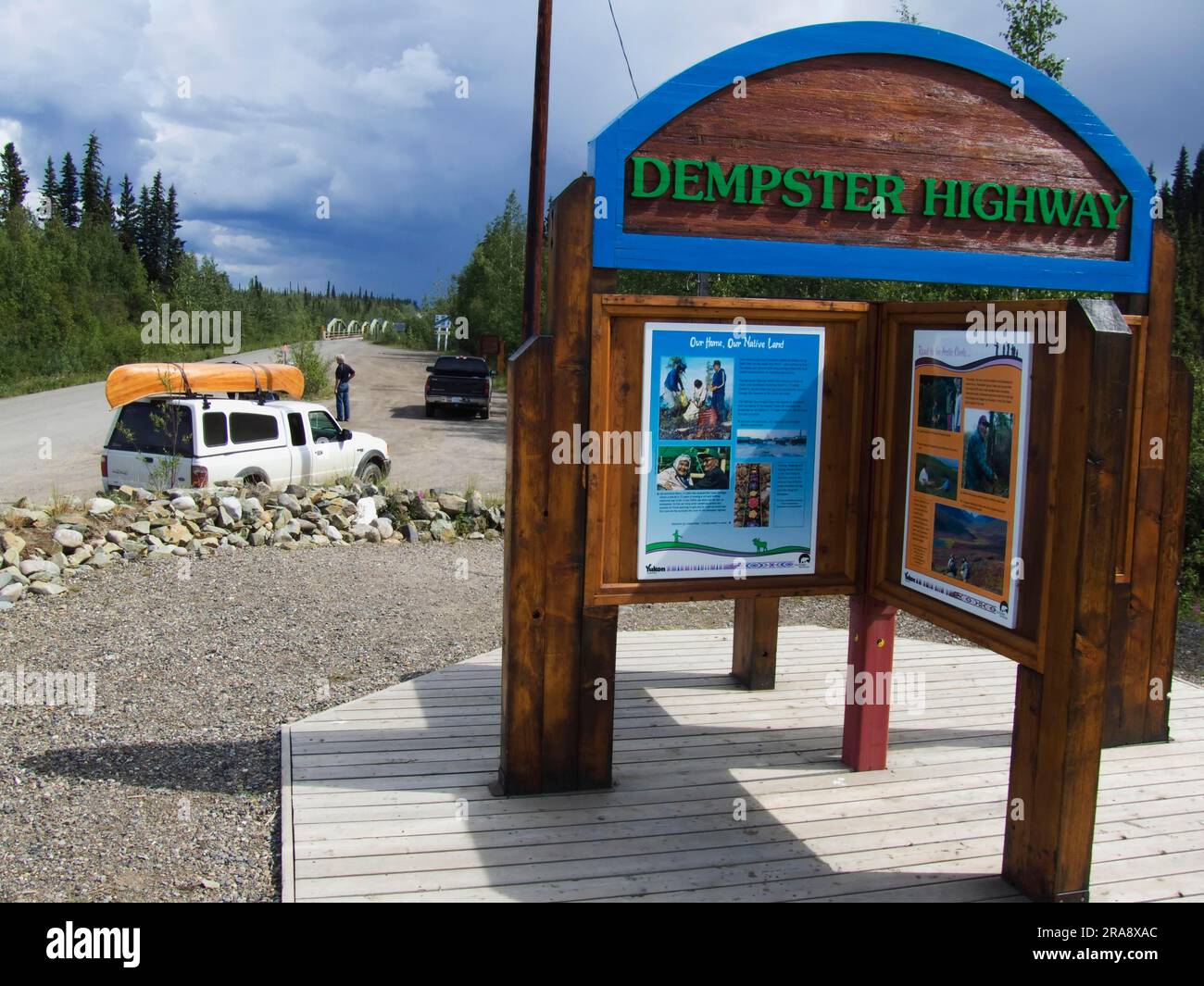 Information boards, Dempster Highway, Yukon Territory, Canada Stock ...