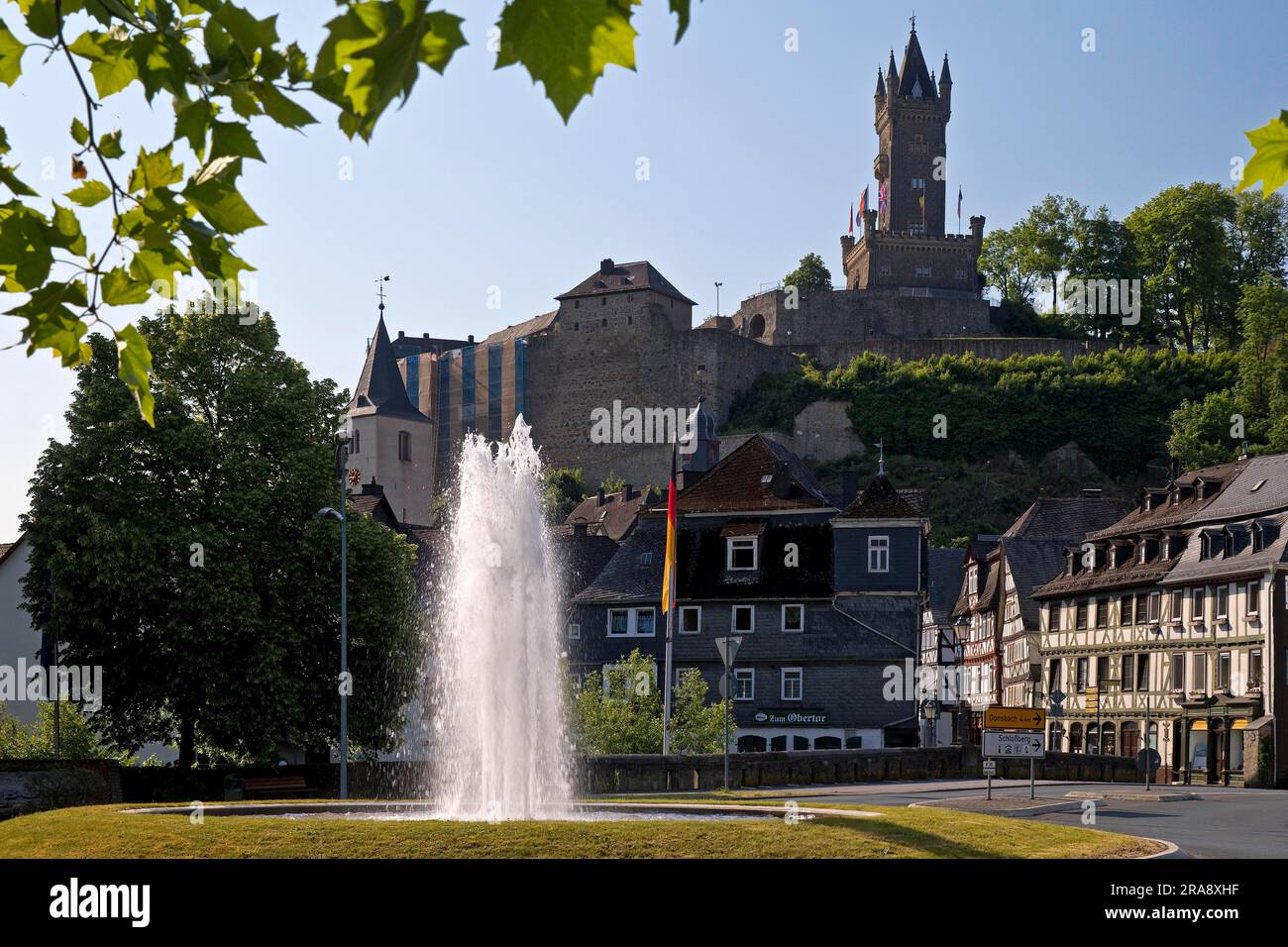 The town of Dillenburg with the Wilhelm Tower, Hesse, Germany Stock ...