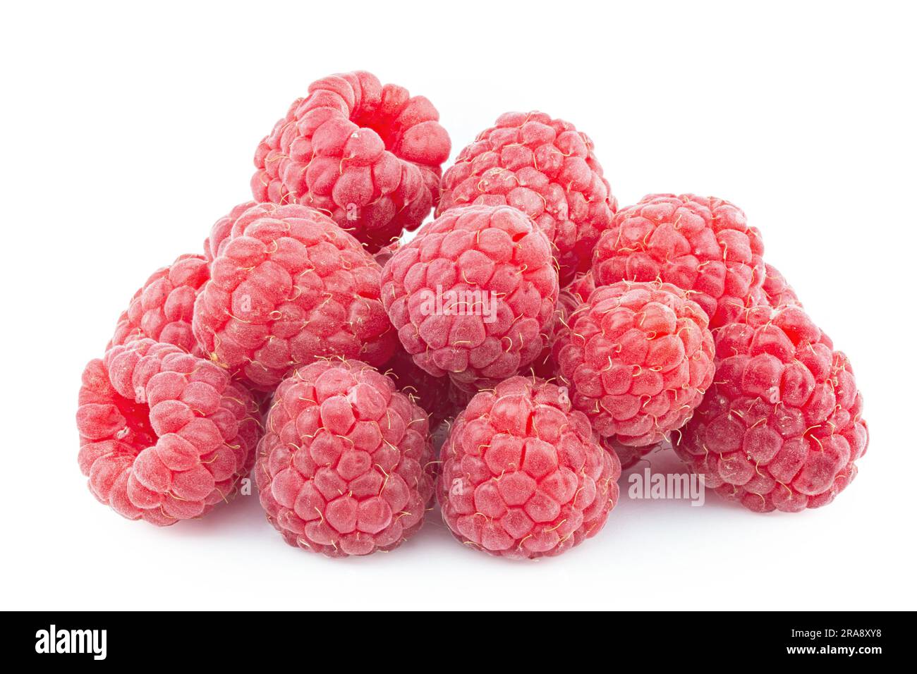 Bunch of raspberry fruits isolated on white background close up. File ...