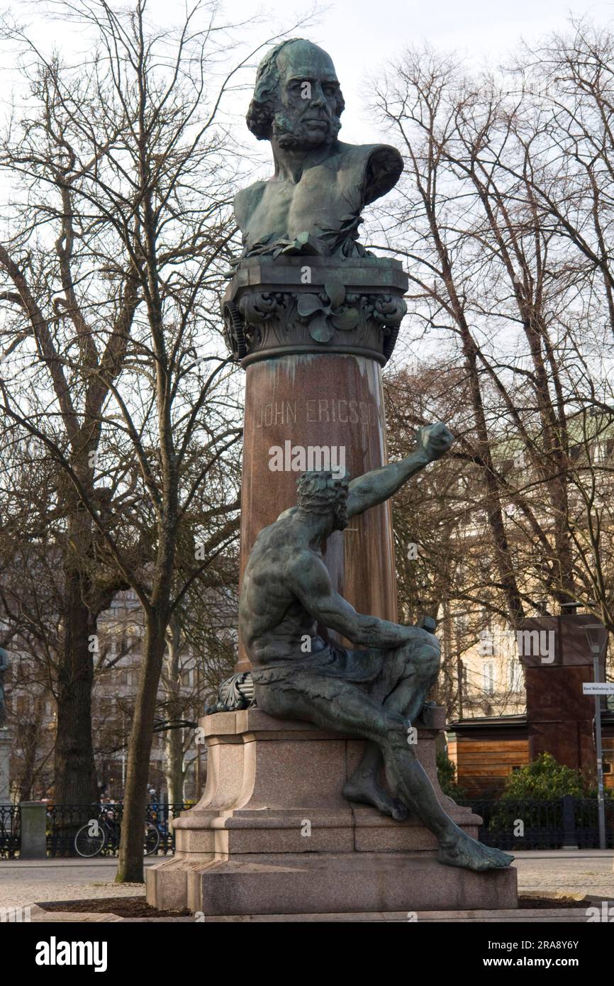 John Ericsson statue, at Nybroplan Square, Stockholm, Sweden, Swedish ...