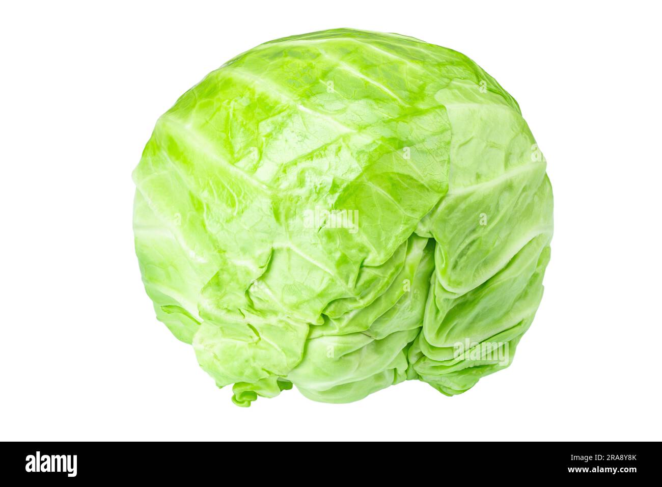 Ripe young green cabbage isolated on white background close up. File ...
