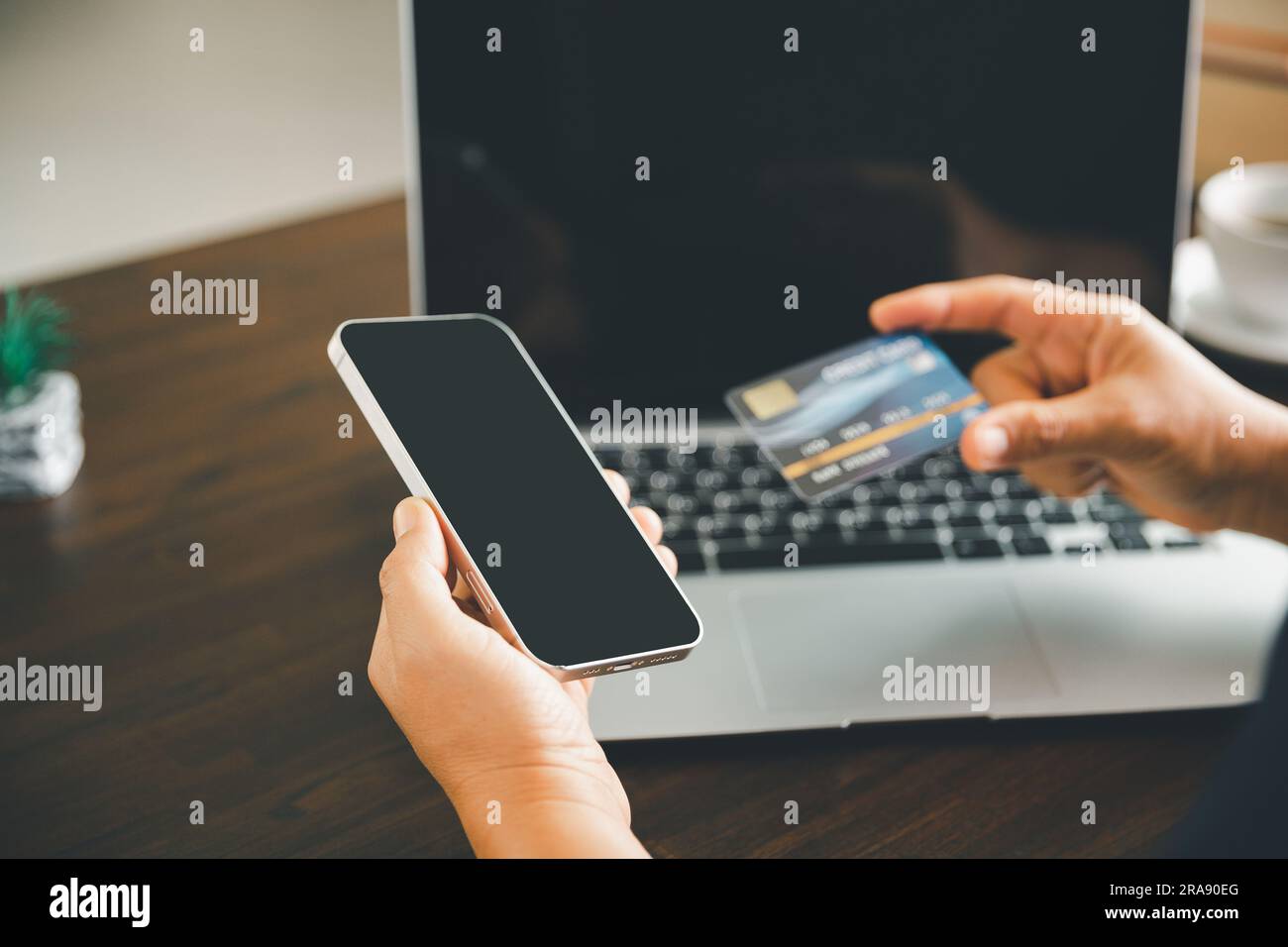 Woman hands of using online virtual app on mobile phone. Millennial guy ...