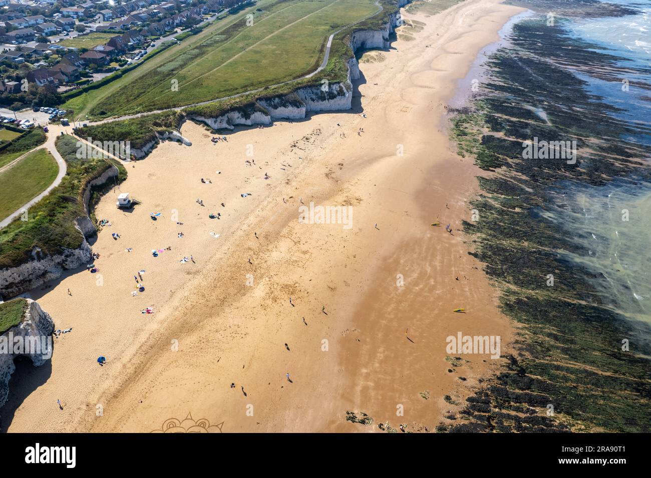 Drone aerial view of botany bay beach in Broadstairs Kent United ...