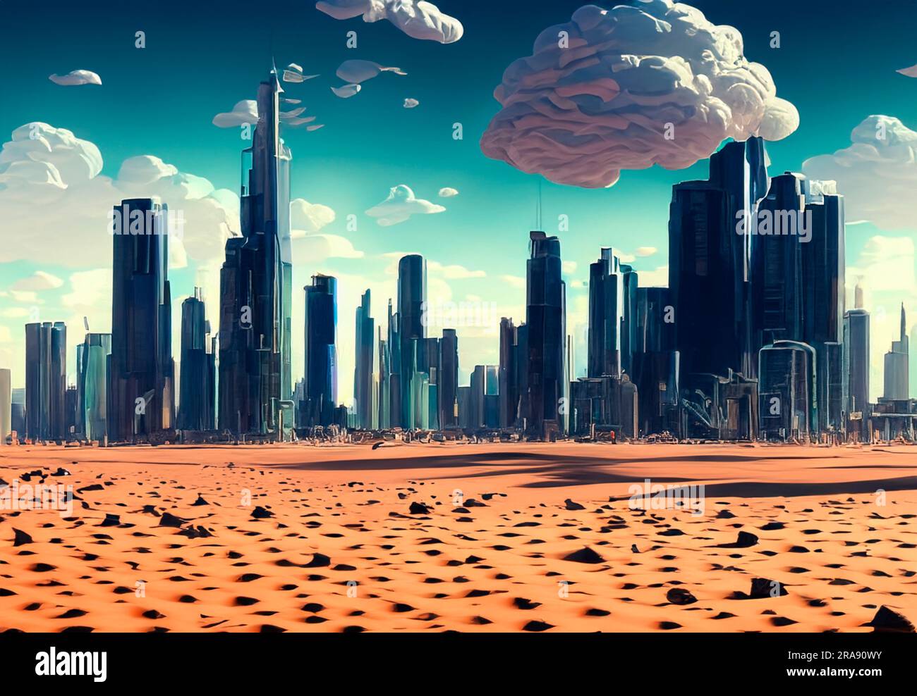 Futuristic city in desert Stock Photo - Alamy