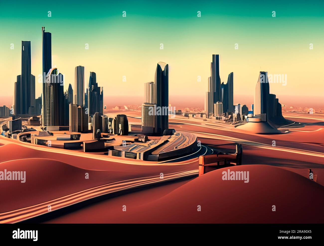 Futuristic city in desert Stock Photo - Alamy