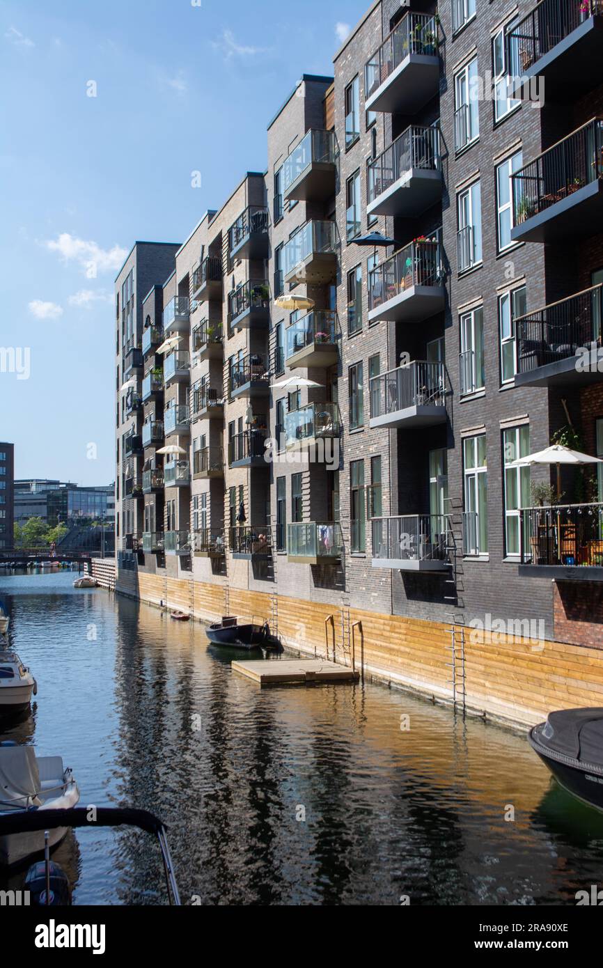 Modern housing estate in Copenhagen, Denmark. A new district ...