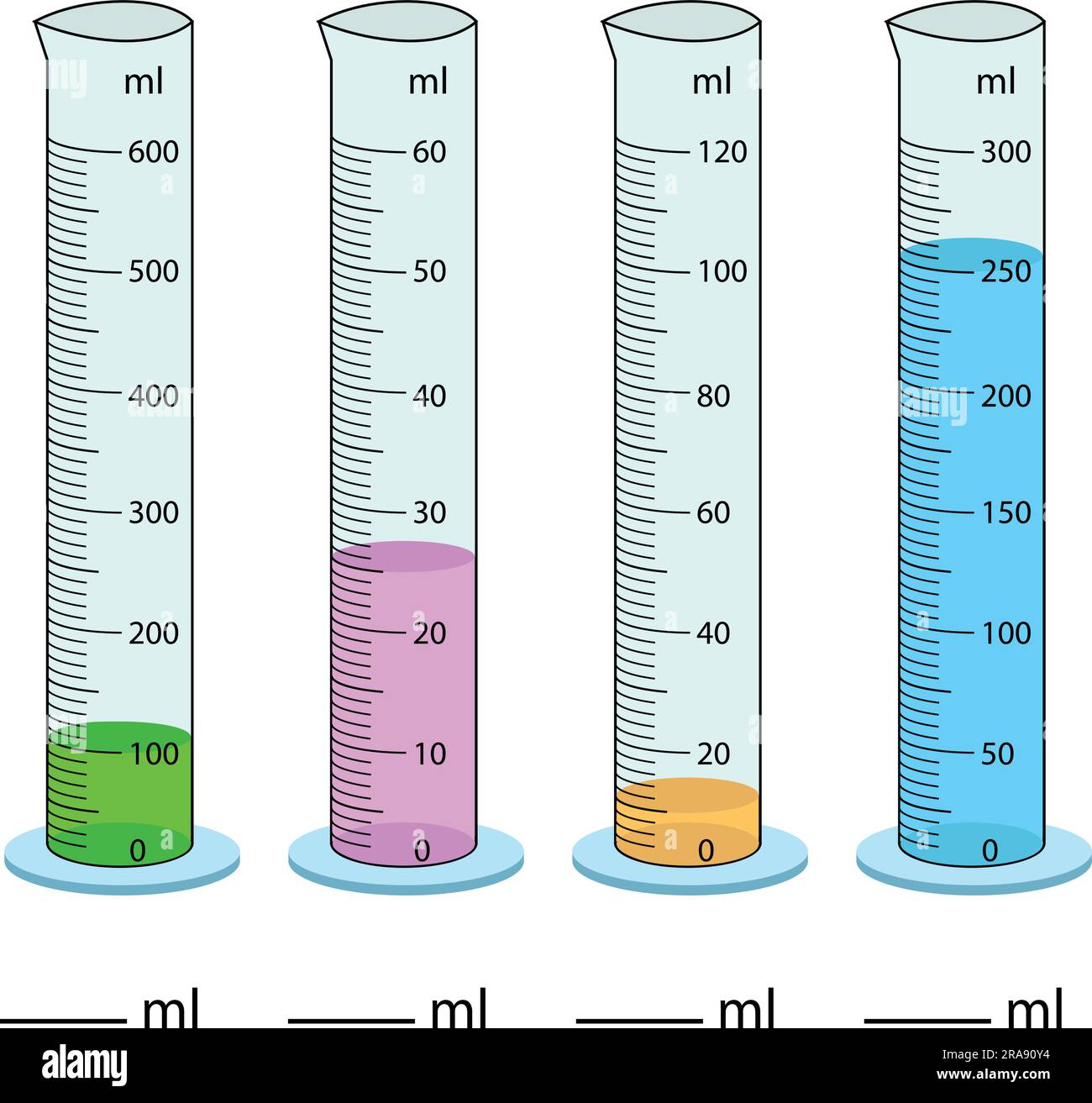 Measuring cylinder. Vector illustration. Cylinder graduated tube vector ...