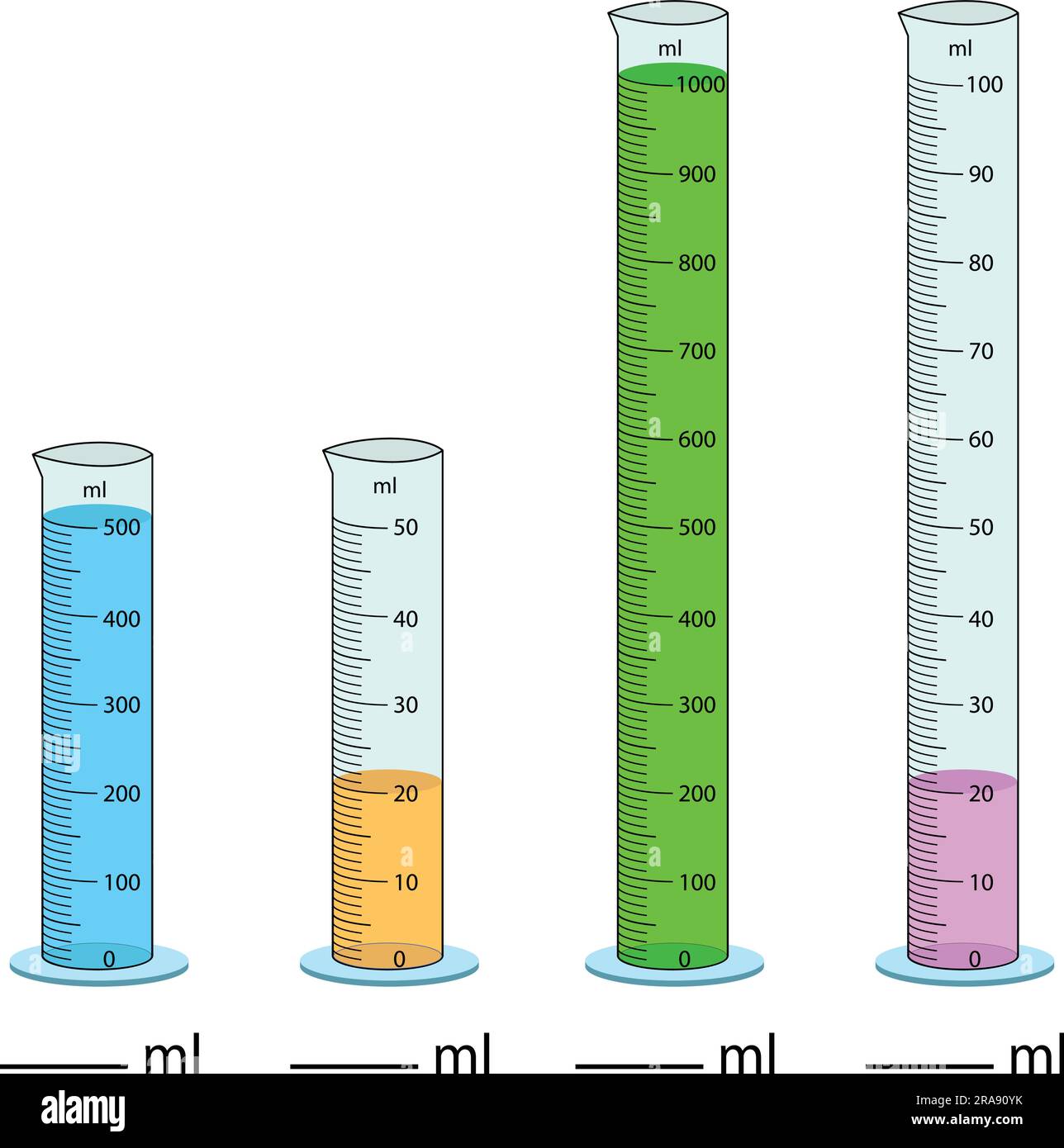 Measuring cylinder. Vector illustration. Cylinder graduated tube vector ...