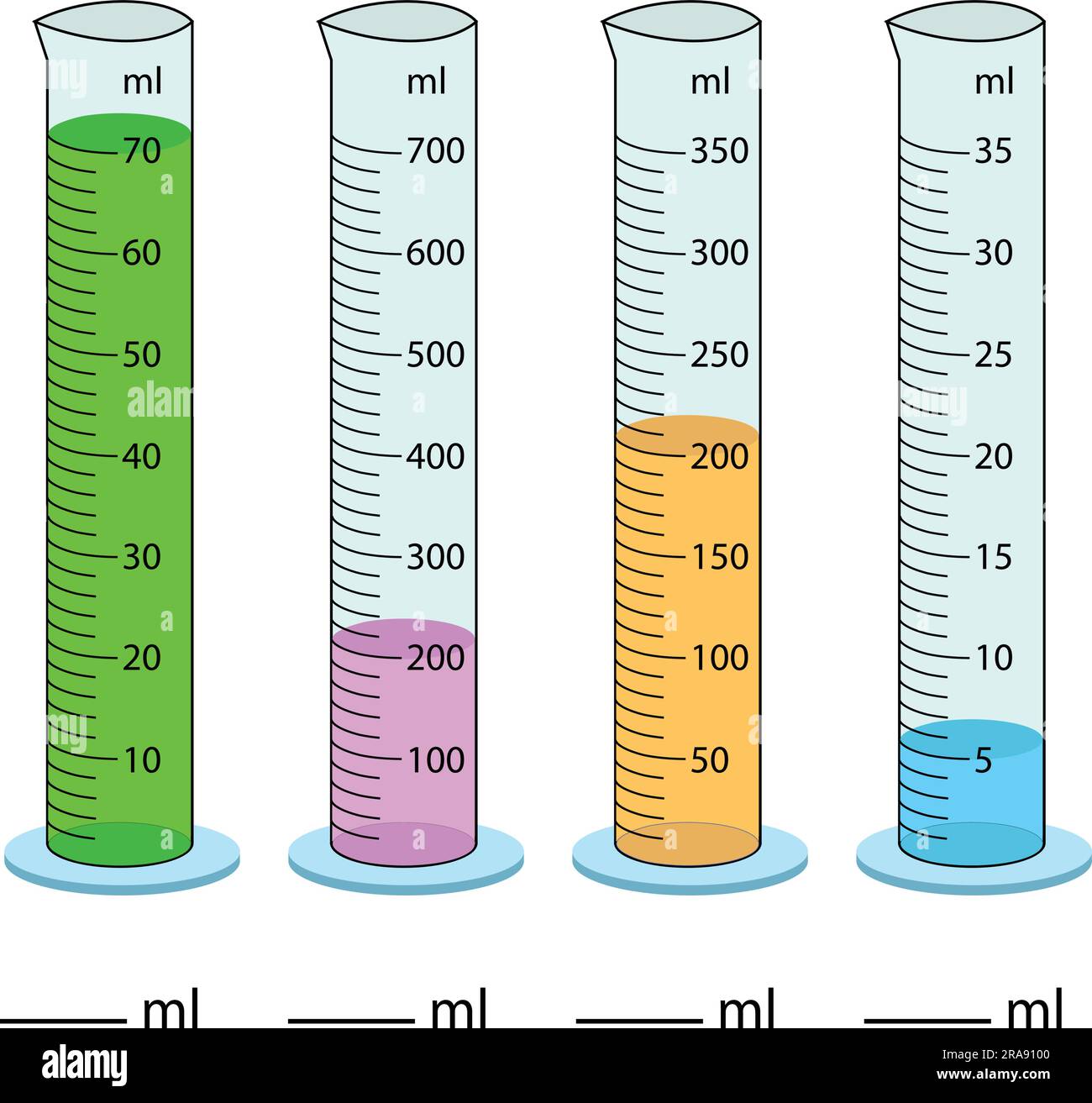 Measuring cylinder. Vector illustration. Cylinder graduated tube vector ...