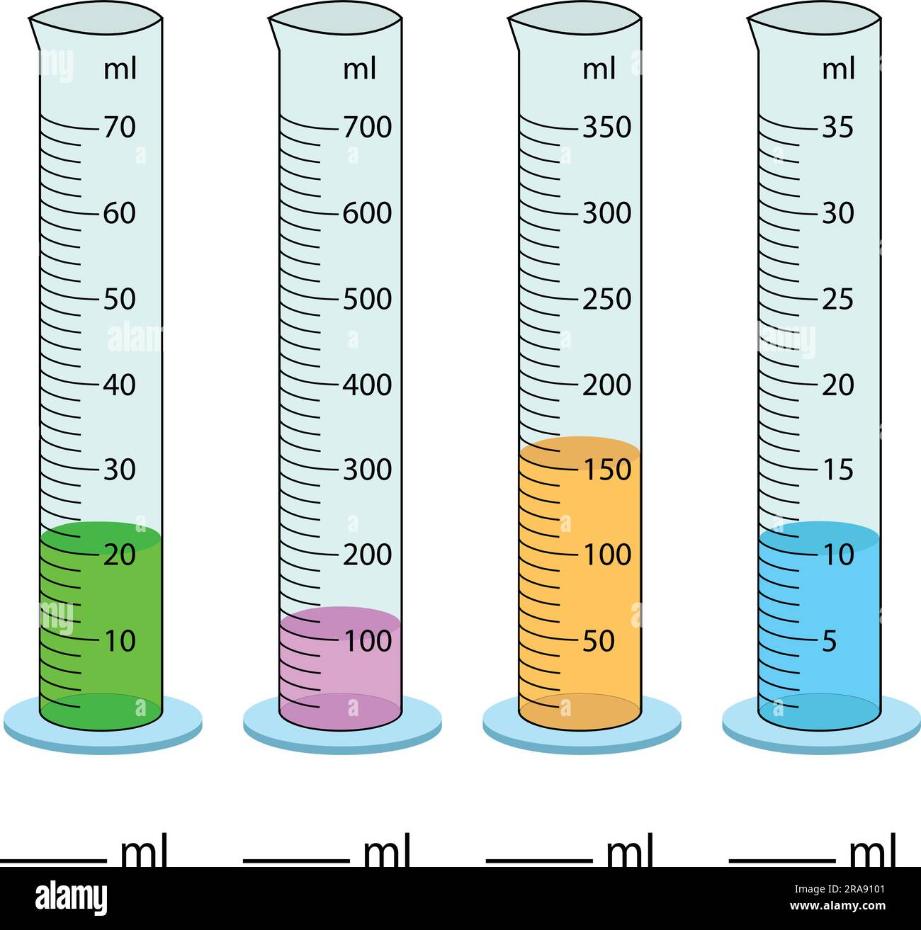 Measuring cylinder. Vector illustration. Cylinder graduated tube vector ...