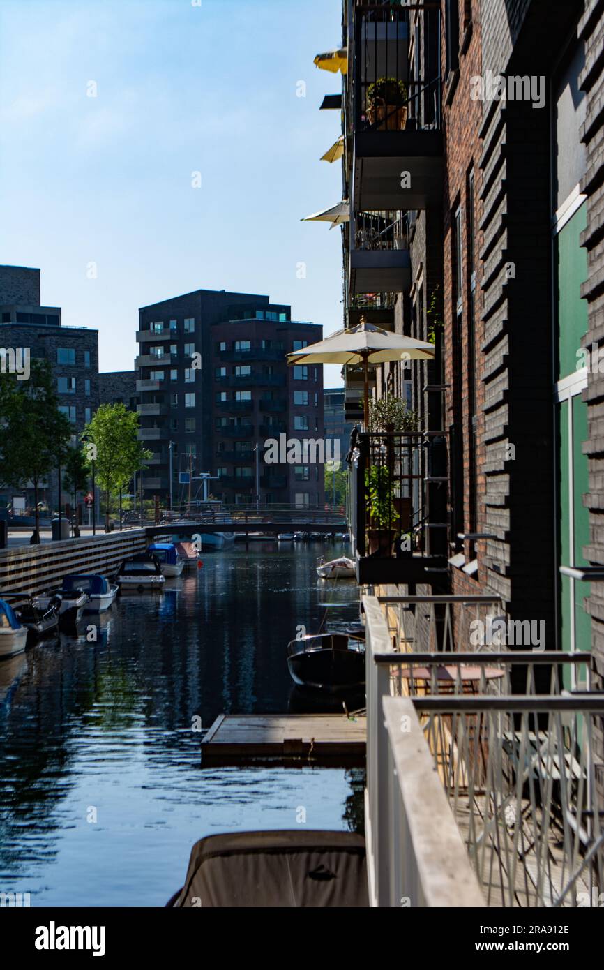 Modern housing estate in Copenhagen, Denmark. A new district ...
