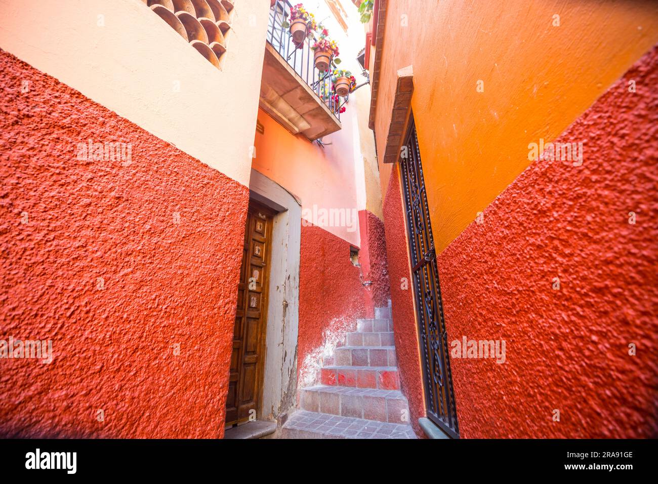 Colonial historical city Guanajuato, famous Alley of the Kiss (Callejon del Beso), Mexico Stock ...