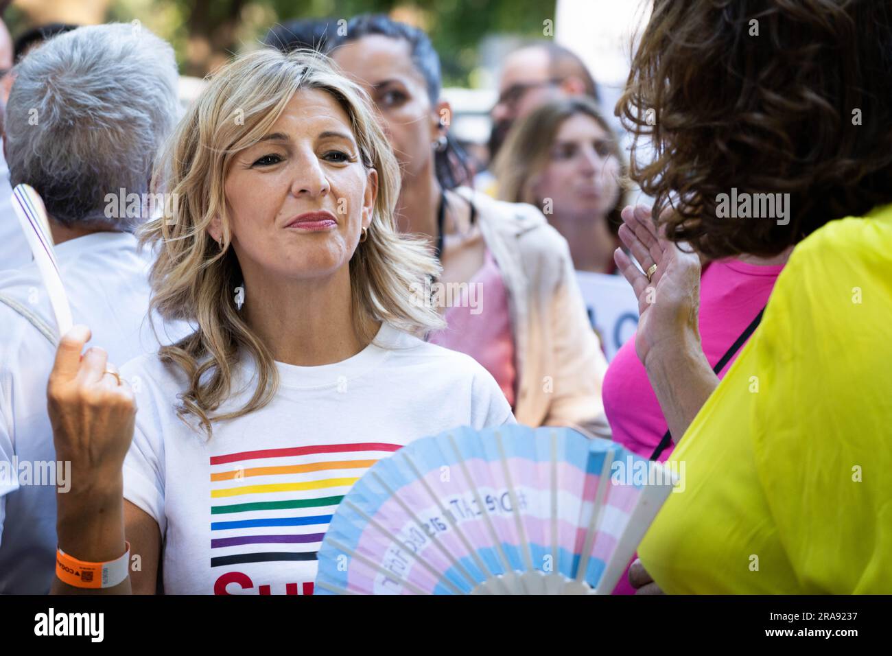Madrid, Spain. 01st July, 2023. Spanish vice president Yolanda Diaz and ...