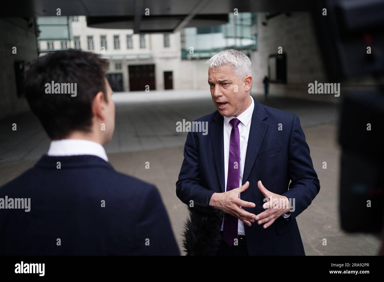 Health Secretary Steve Barclay speaks to the media outside BBC ...