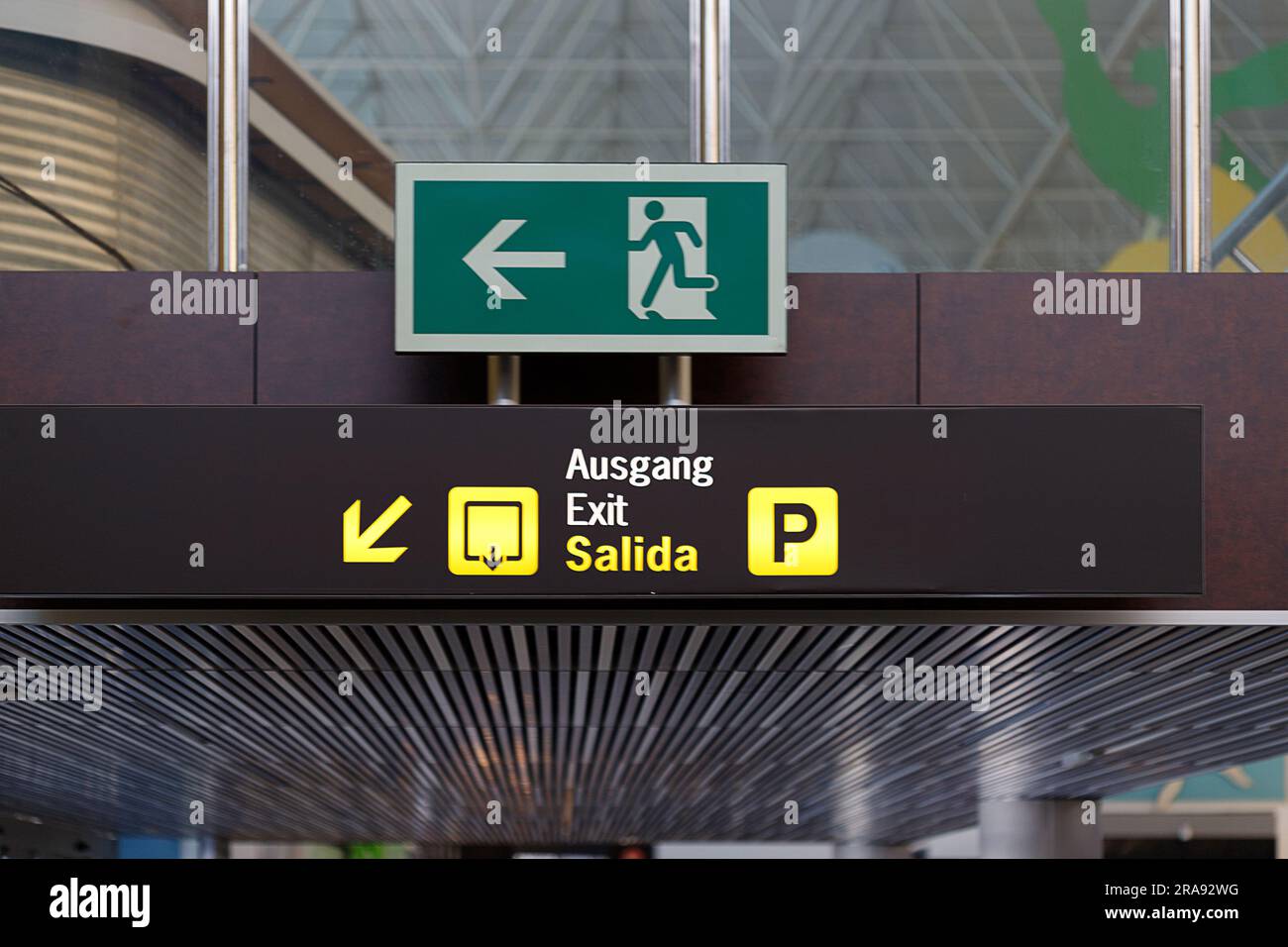Gran Canaria Airport Exit Sign Brown Yellow Stock Photo - Alamy