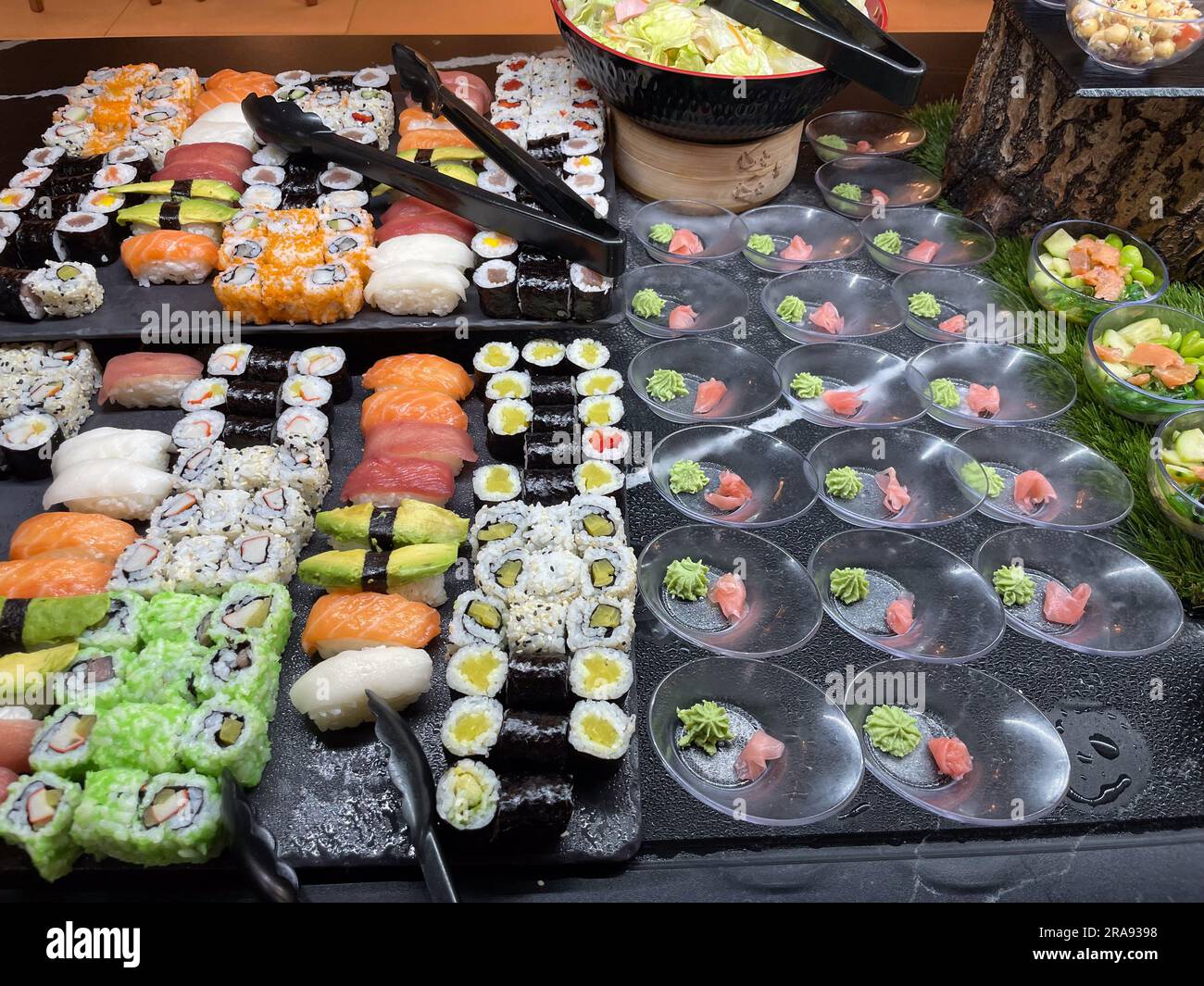 Assorted homemade fresh maki sushi served at a buffet Stock Photo - Alamy