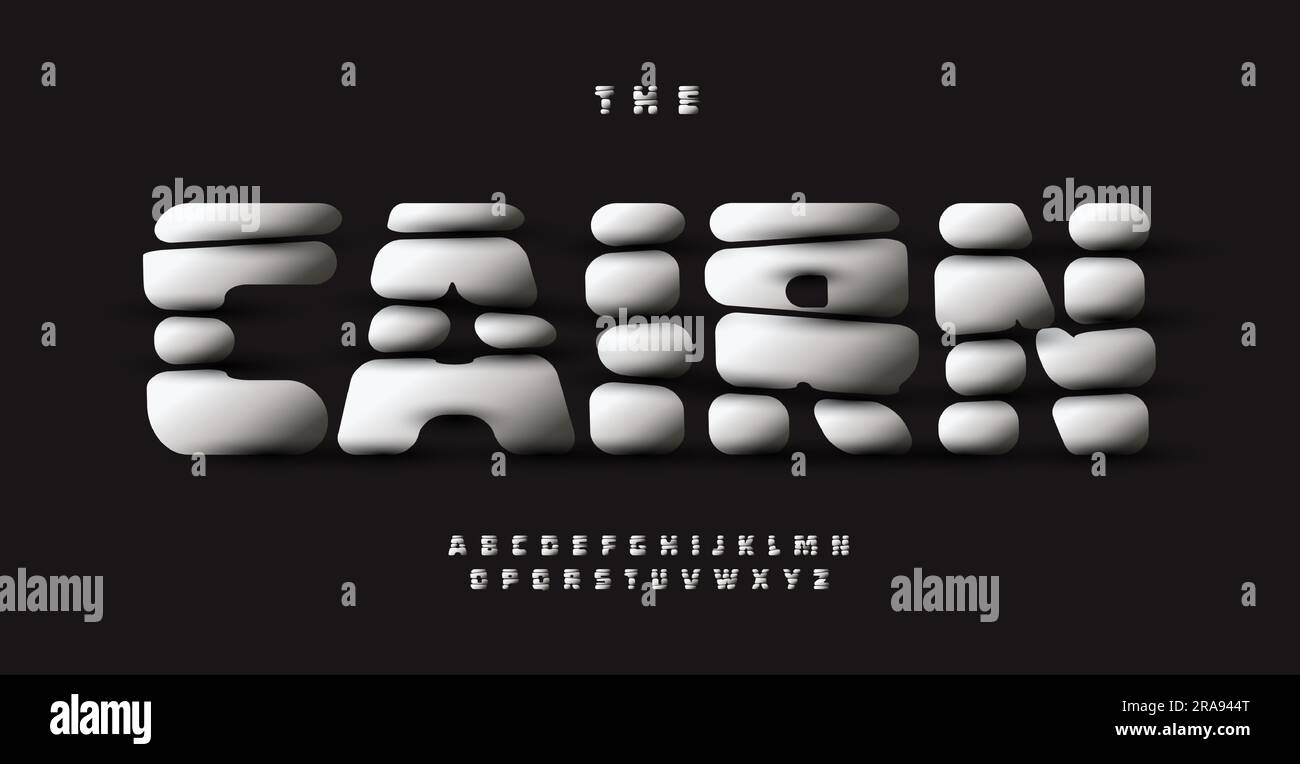 Stack Pebble alphabet, zen-inspired letters, tranquil and calm font for ...