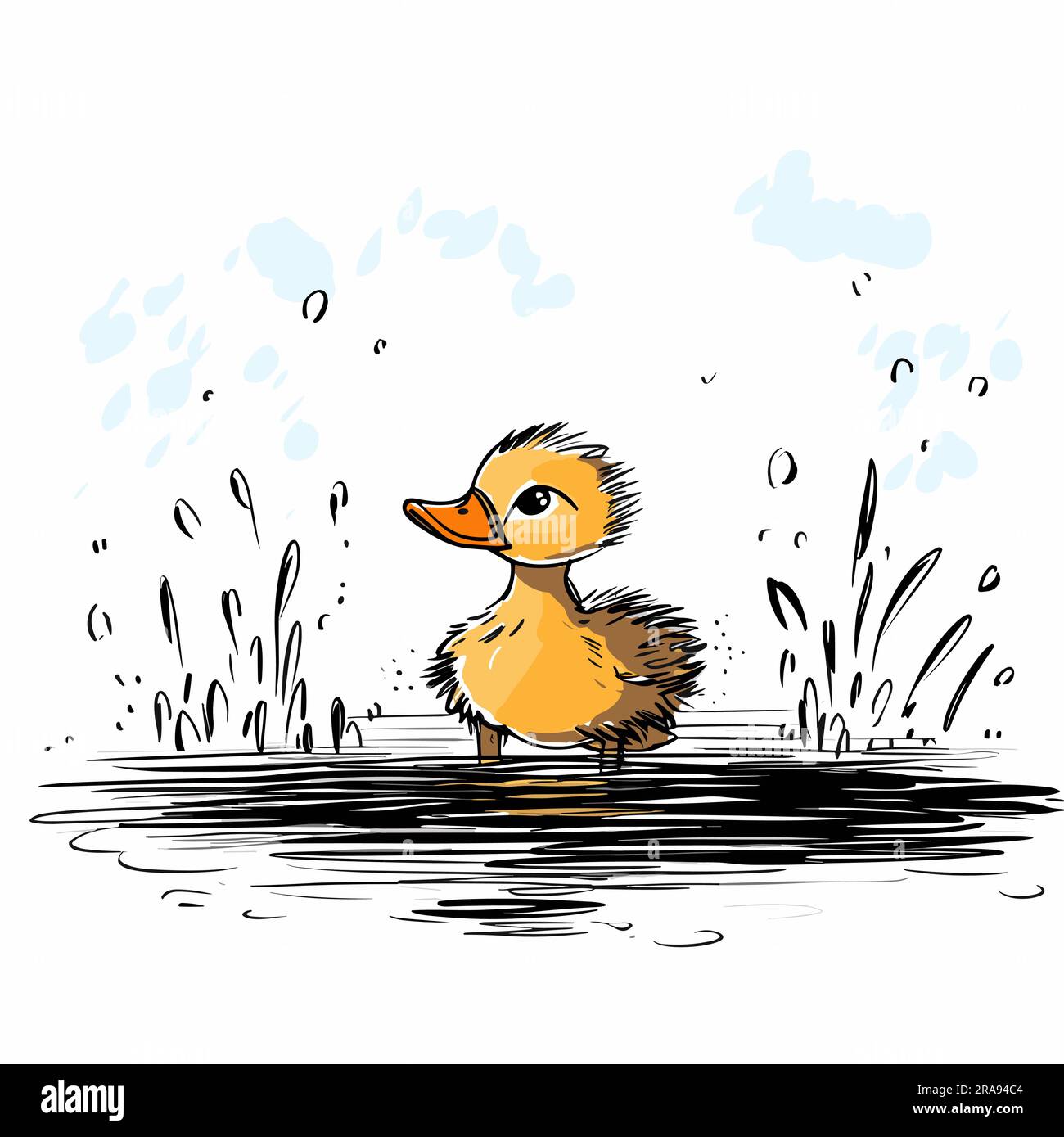 Duckling. Duckling hand-drawn illustration. Vector doodle style cartoon ...