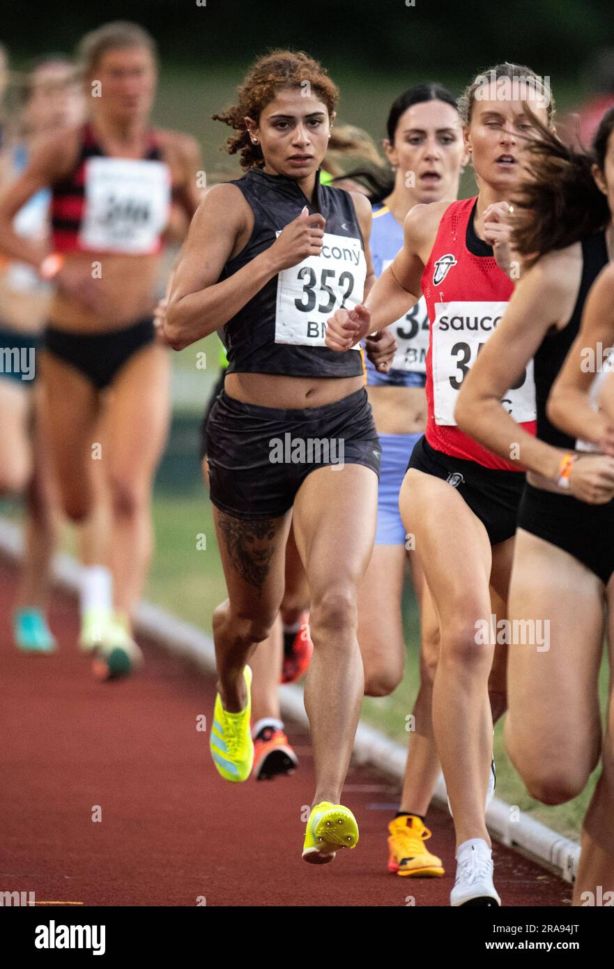 Harmilan Bains-Kaur of India competing in the BMC women’s 3000m A race ...