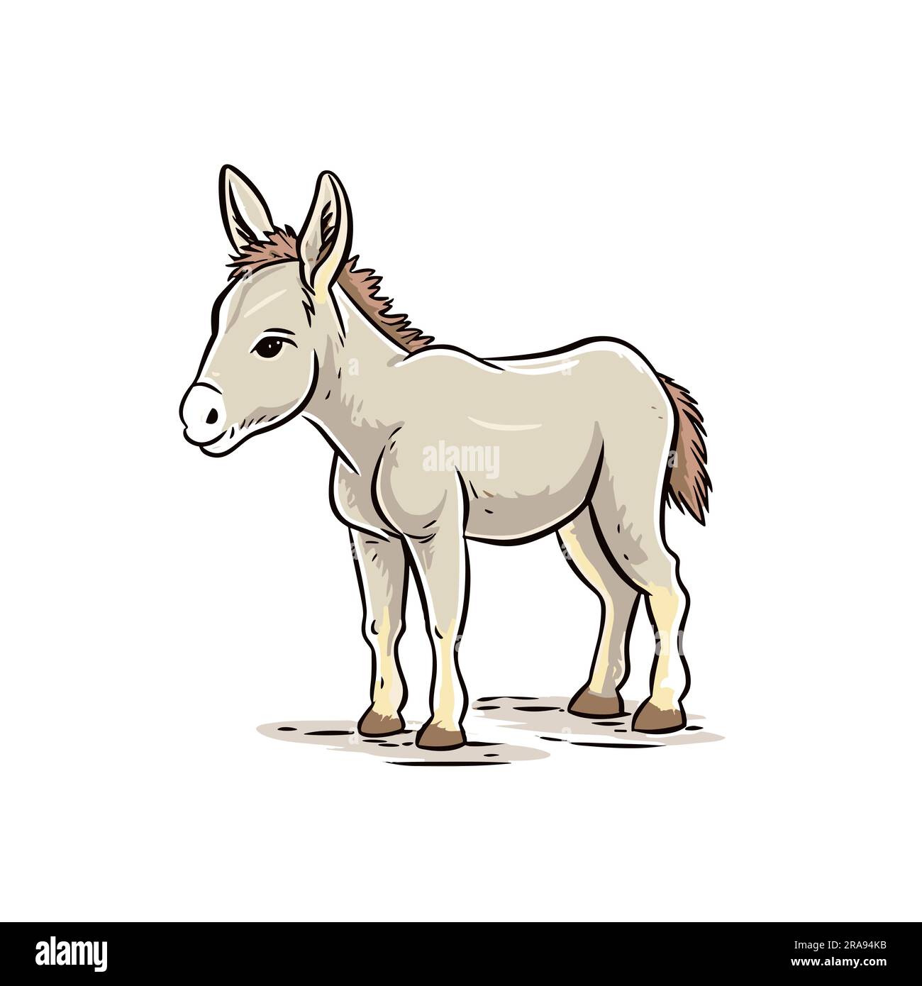 Donkey foal. Donkey foal hand-drawn illustration. Vector doodle style ...