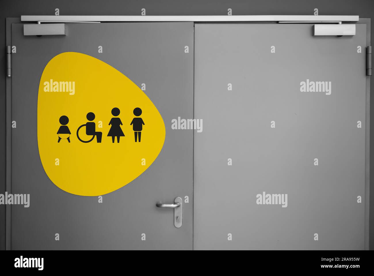 Public toilet sign with symbols on door Stock Photo - Alamy