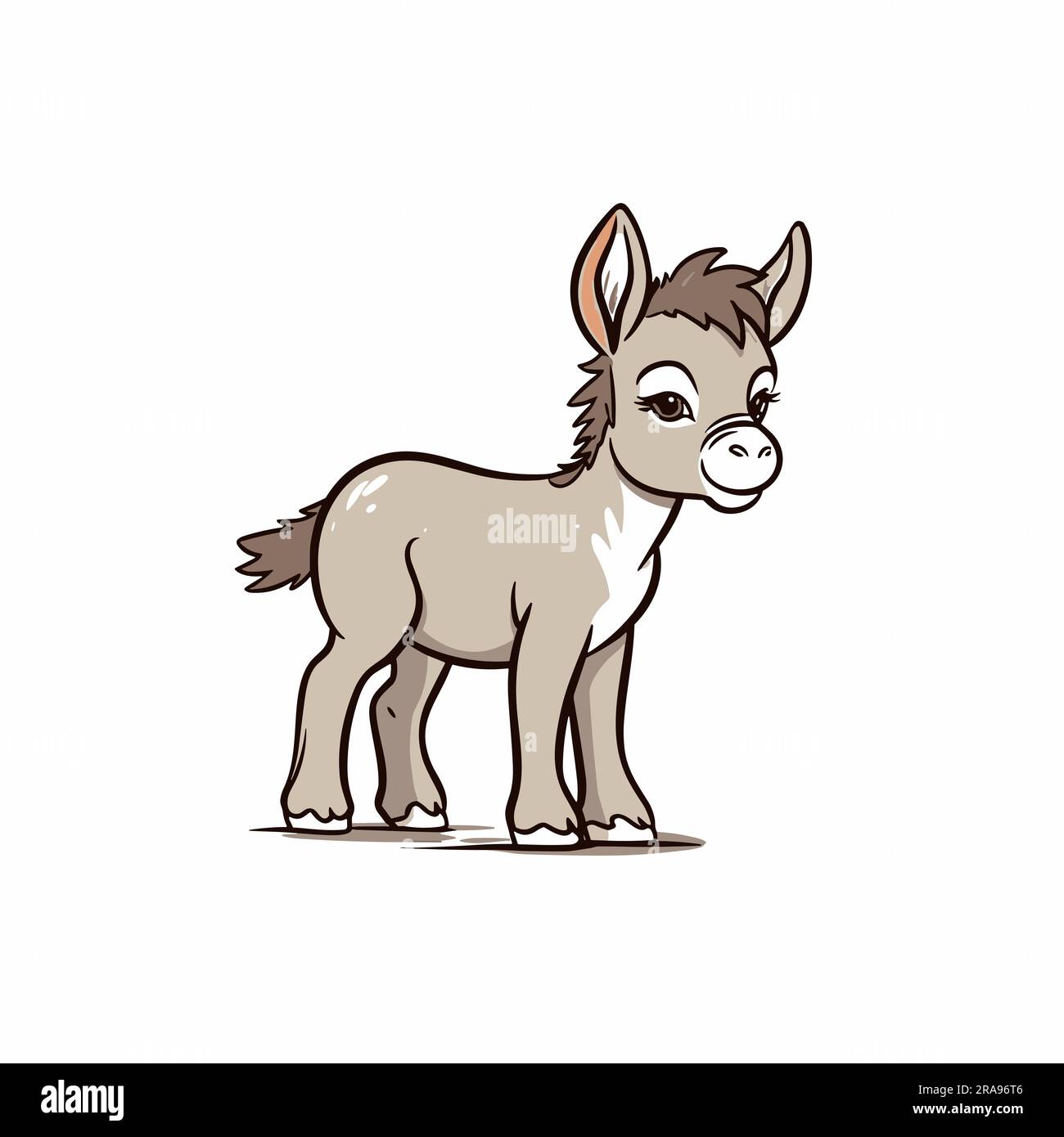 Donkey foal. Donkey foal hand-drawn illustration. Vector doodle style ...