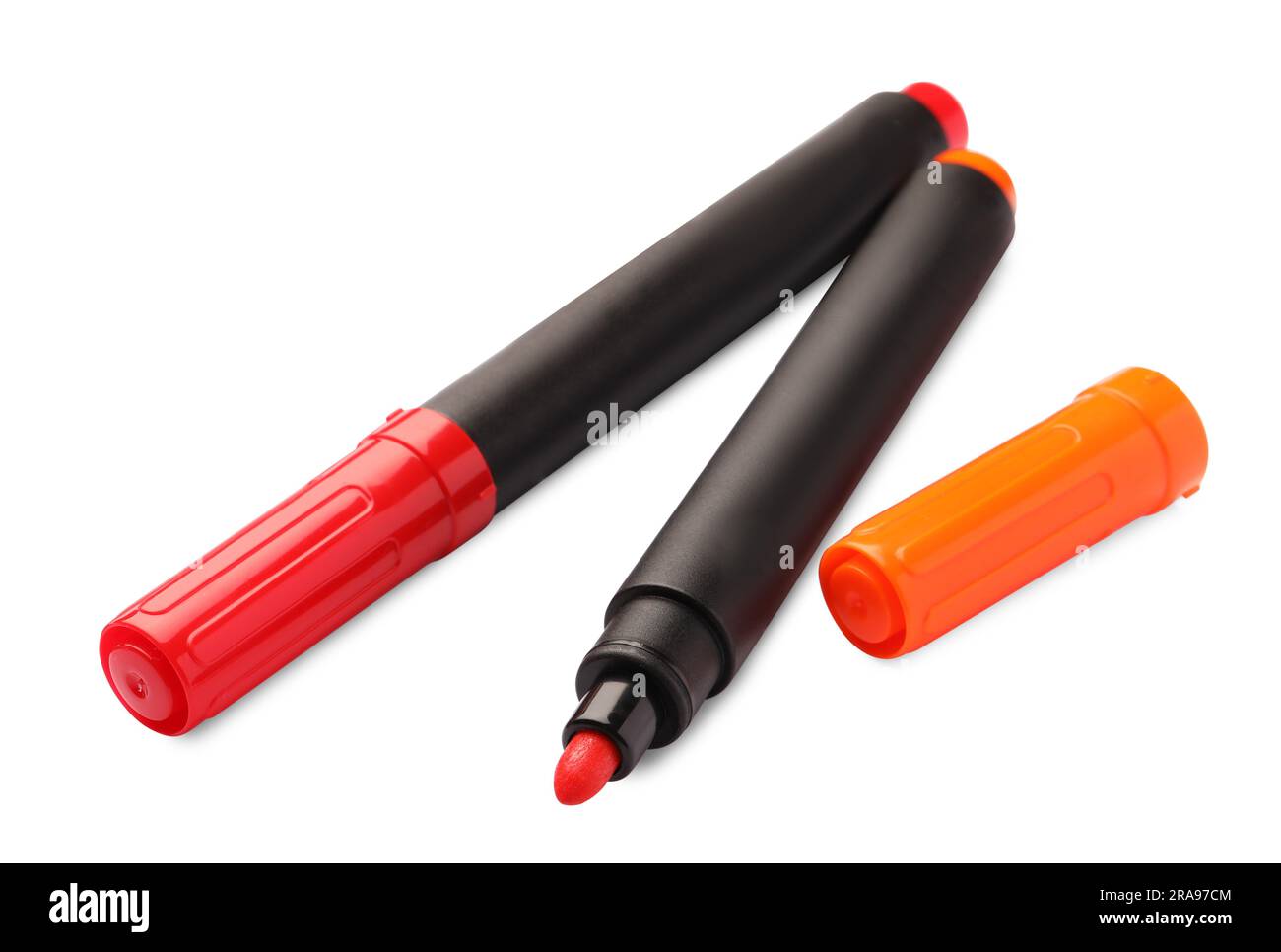 Bright color markers isolated on white. School stationery Stock Photo ...