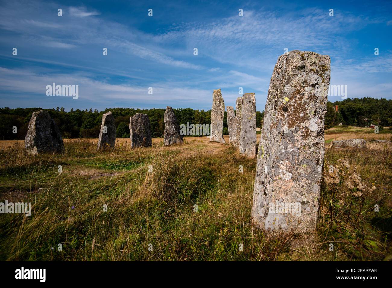 Stenskeppet - Blomsholm Stone Ship in Sweden Stock Photo - Alamy