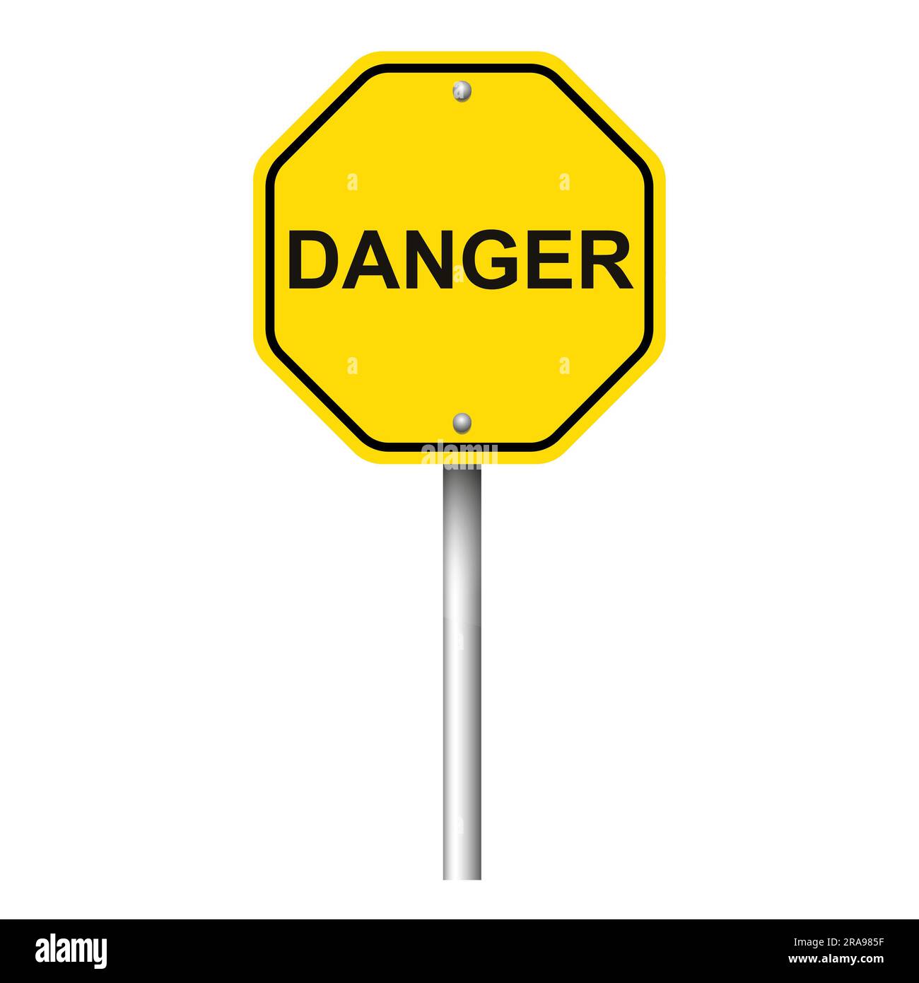 Yellow road sign with word Danger on white background Stock Photo - Alamy