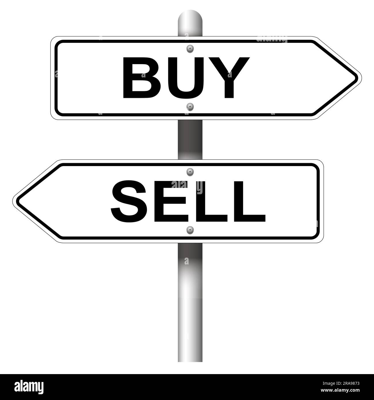 Road signpost with words Buy, Sell on white background Stock Photo - Alamy