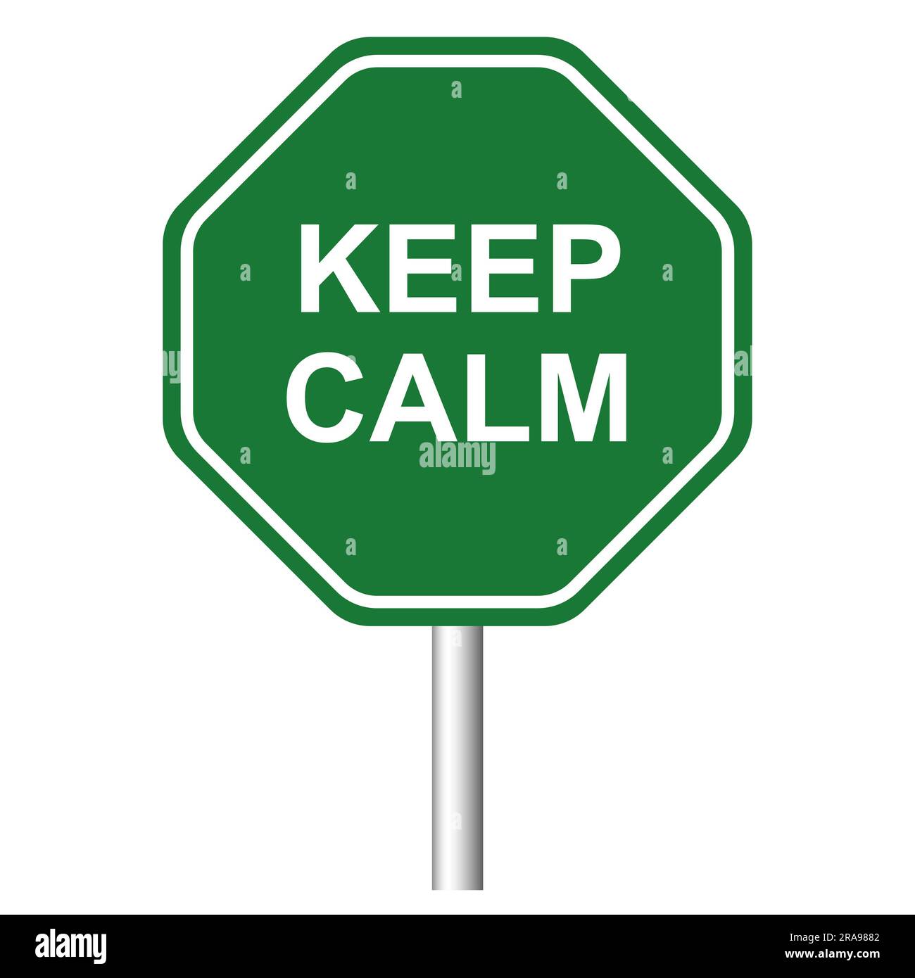 Green road sign with phrase Keep Calm on white background Stock Photo ...