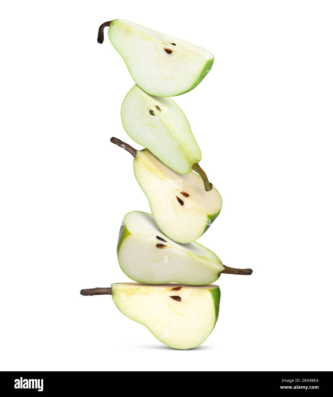 Cut fresh ripe pears on white background Stock Photo - Alamy