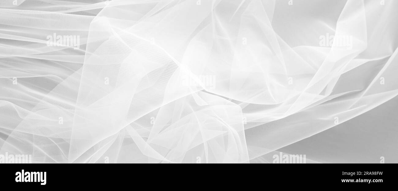 Beautiful white tulle fabric as background, banner design Stock Photo ...